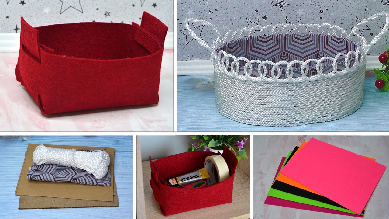 How to make storage boxes // Cardboard and felt crafts - YouTube