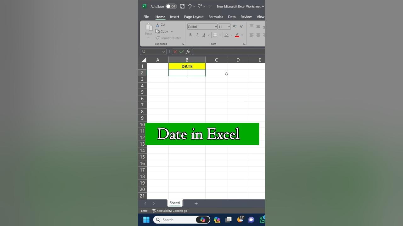 Date In Excel Shortcut Exceltech Excel Tutorial Excelworld Howto Tips Youtube