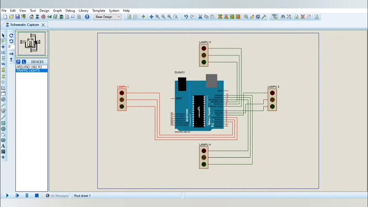 Rangkaian Traffic Light 4 Arah Menggunakan aplikasi Proteus - YouTube