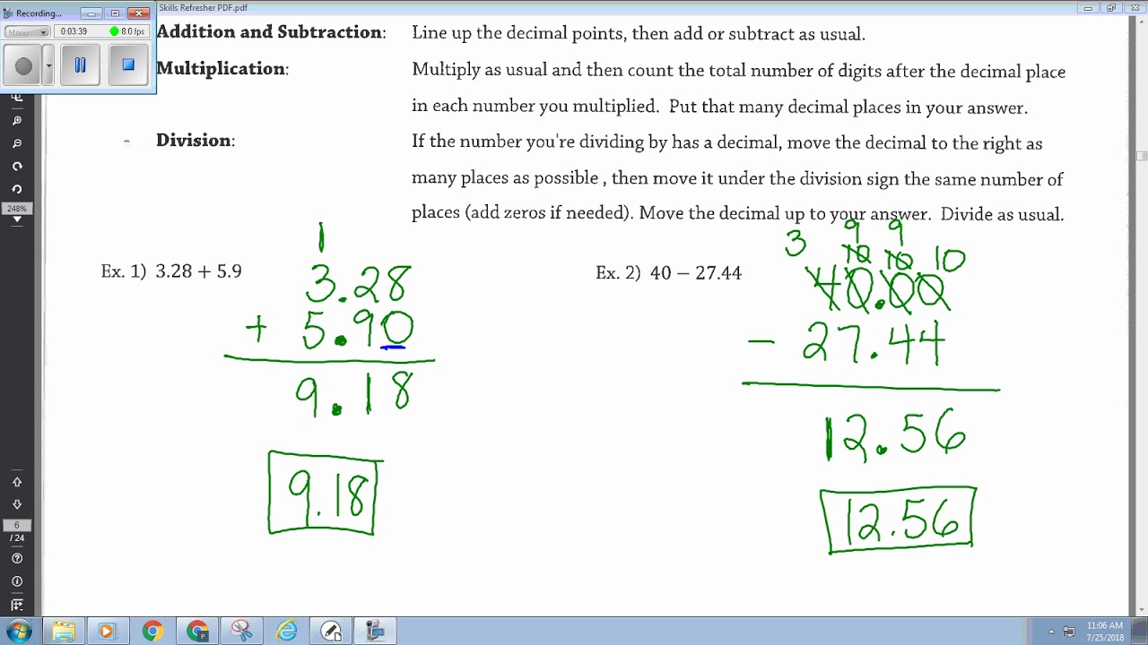 Basic Skills Review: Decimal Computation - YouTube