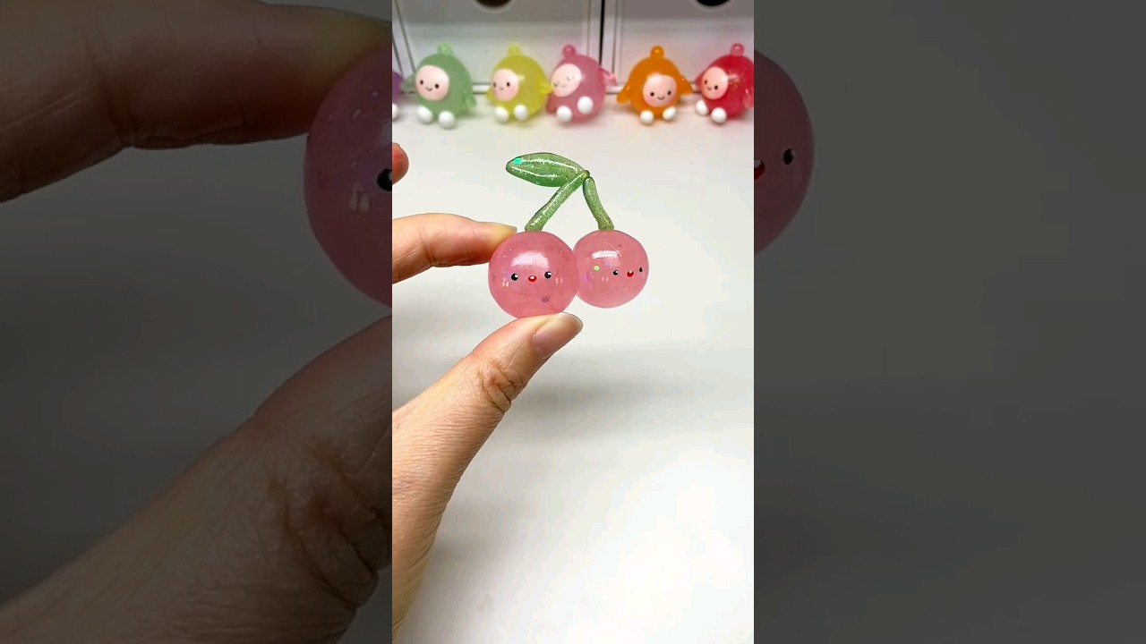how to make a mini clay cherries #clayvideos #cherry #making #red # ...