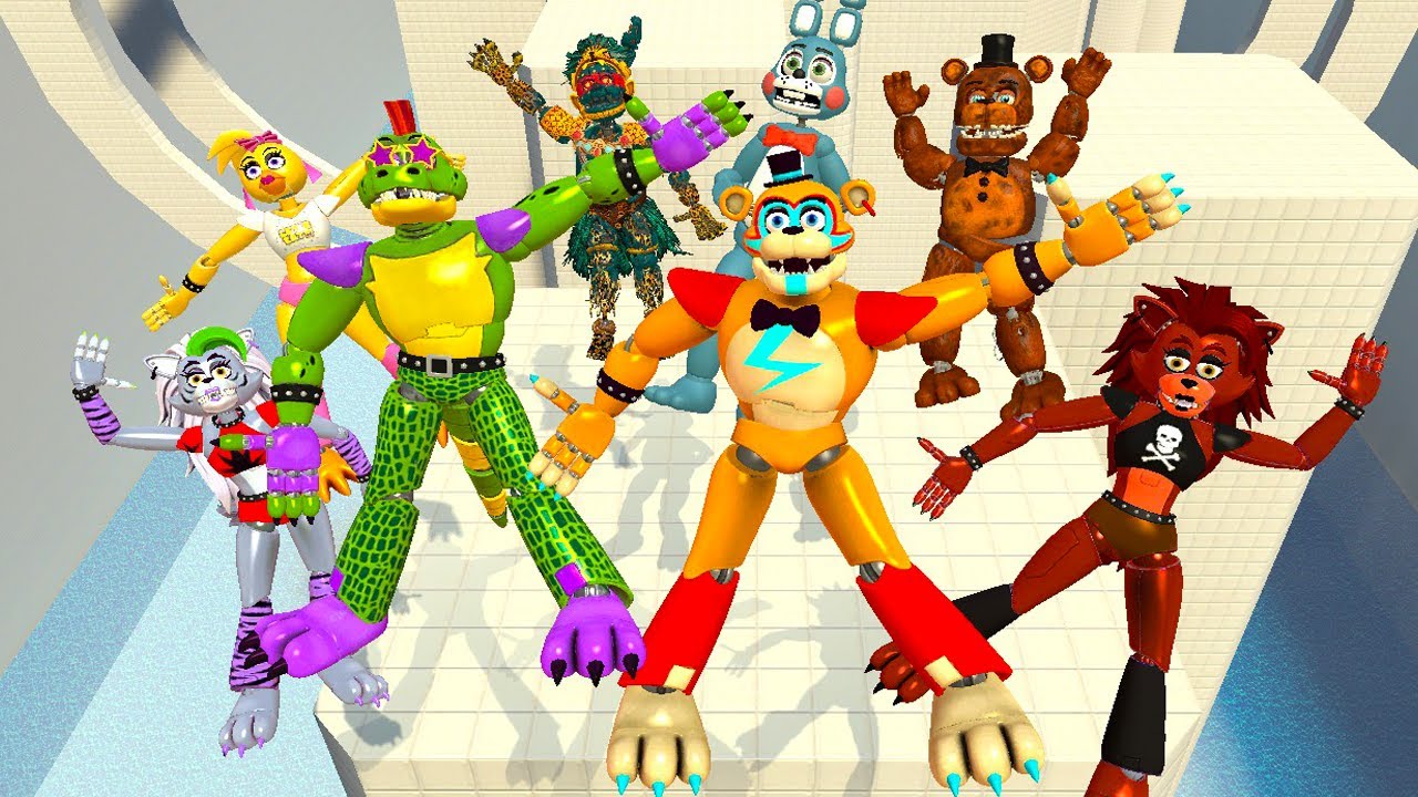 MEGA HYPER PUNCH ALL MY FNAF Security Breach ANIMATRONICS INTO STATUES ...