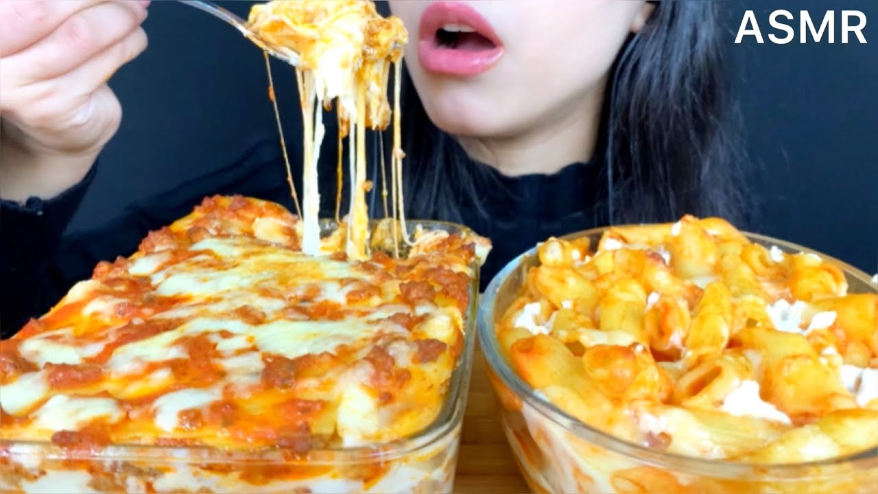 ASMR Lasagna + Pasta | Mukbang (Eating Sounds) - YouTube