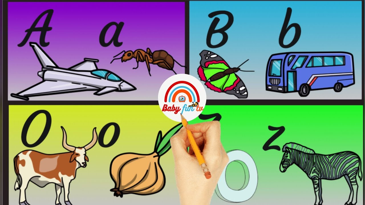 Learn Alphabet with TWO Words - A For Apple - ABC Alphabet Songs with ...