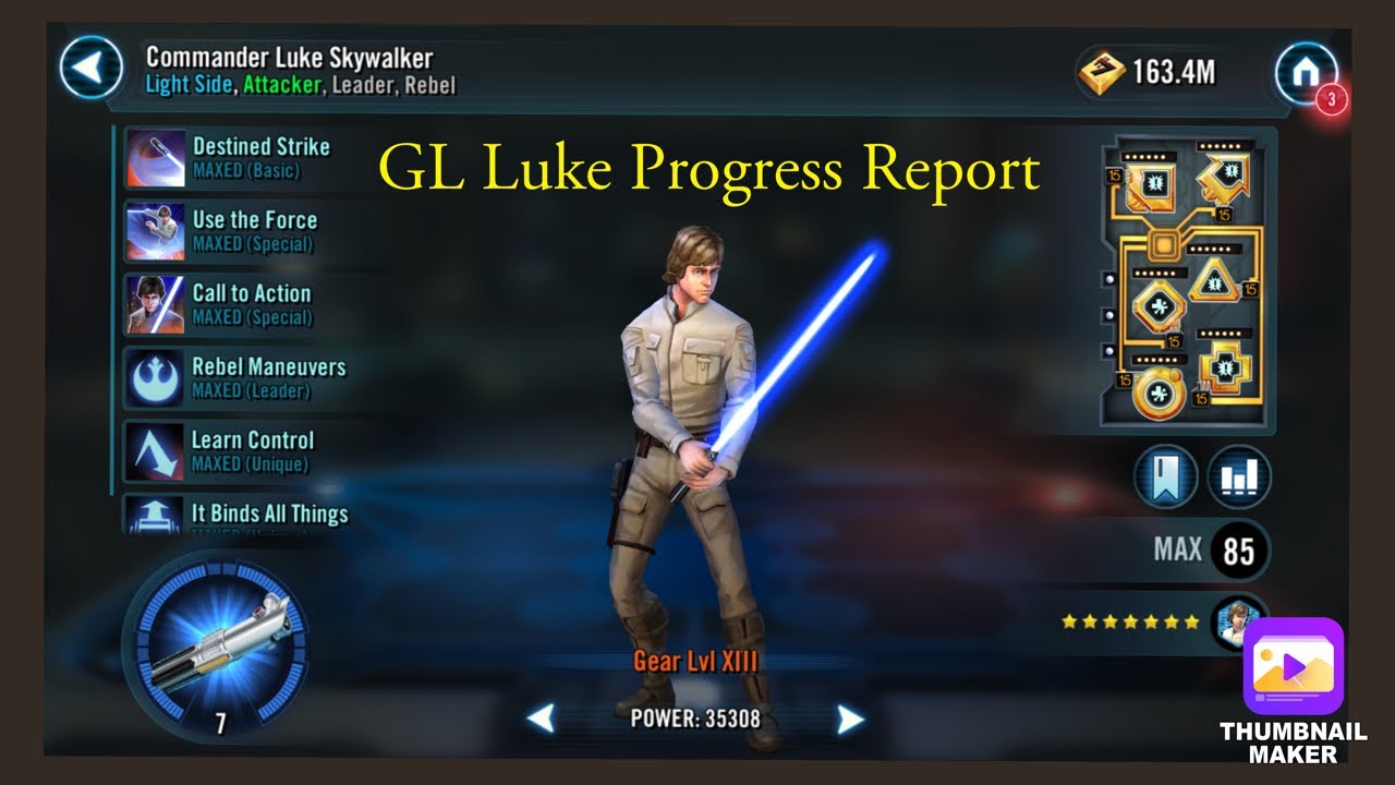 GALACTIC LEGEND JEDI LUKE Prep Progress Report SWGOH - YouTube