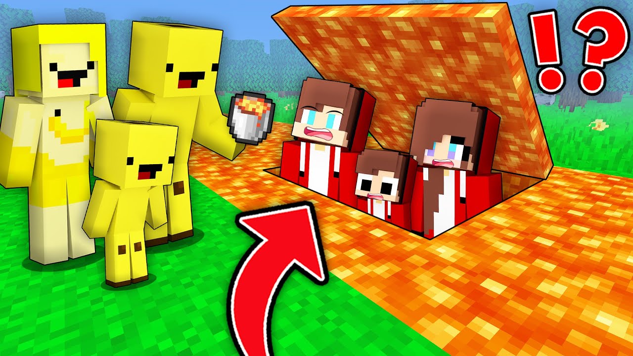 JJ Family Built a Base under Lava to Prank Banana Kid Family in Minecraft Mikey Maizen! - YouTube