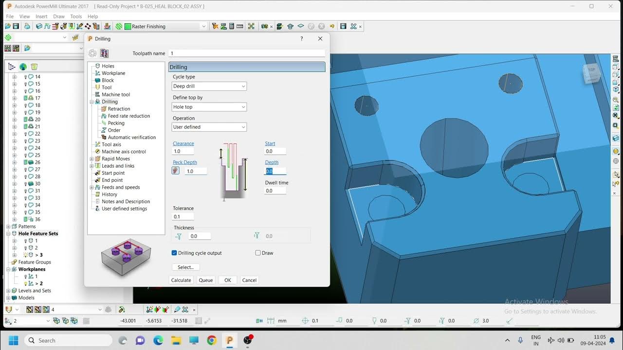 how to make drill program in powermill 2017 - YouTube