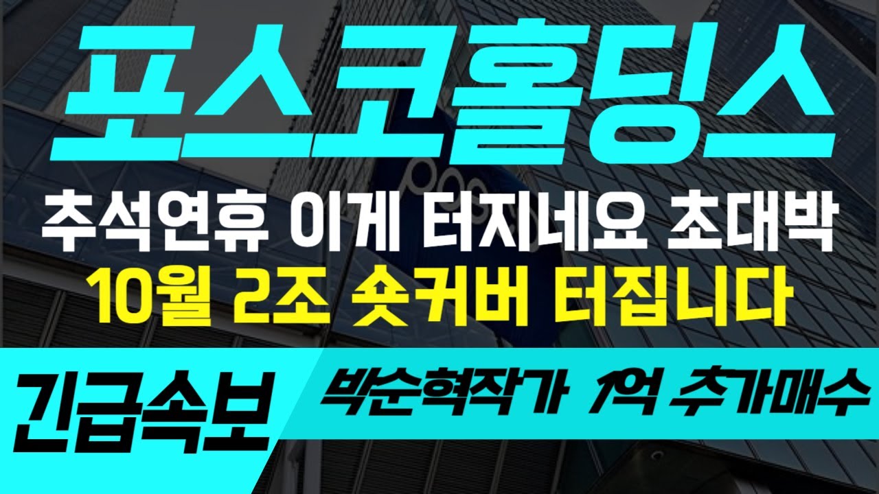 포스코홀딩스 🚨 긴급속보 박순혁작가 1억매수 추석연휴 이게 터졌다 초대박 에코프로 에코프로비엠 박순혁 서정덕tv 삼성전자