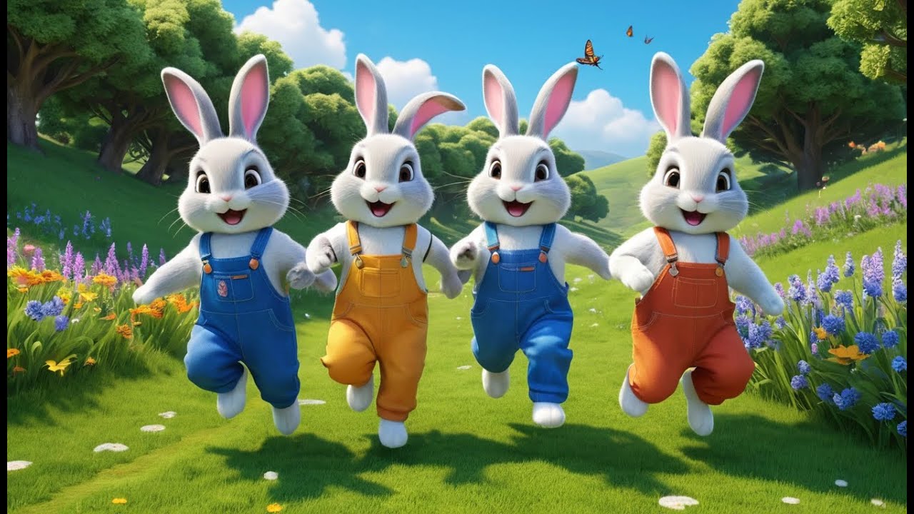 Five Little Bunnies Jumping on the Ground | Fun Easter Nursery Rhyme ...