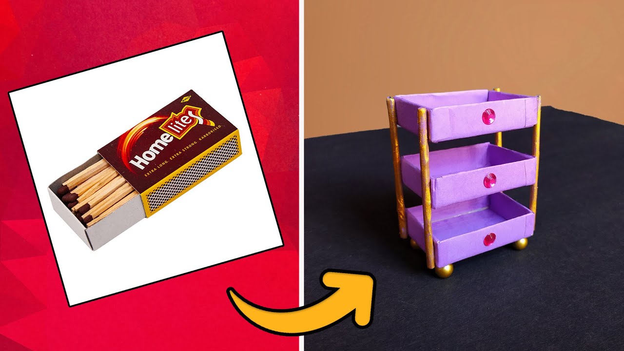 Diy mini Organizer from matchbox | matchbox craft ideas | Origami ...