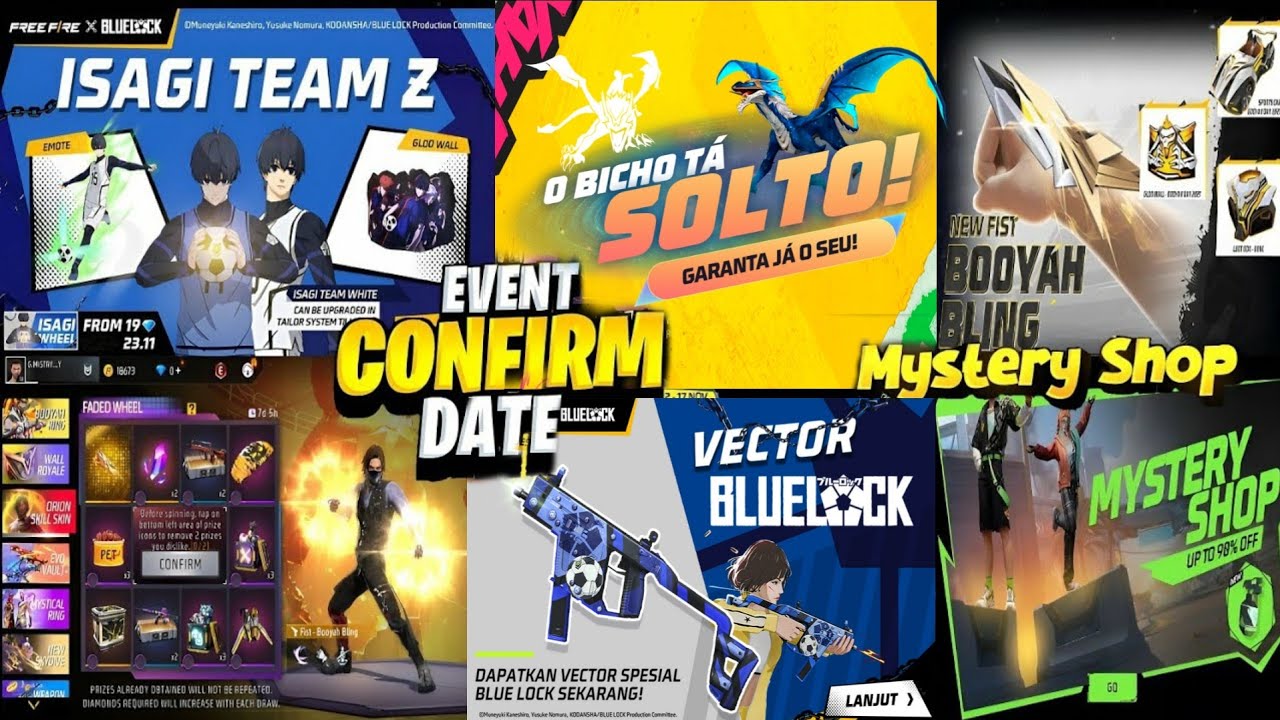 UPCOMING EVENT IN FREE FIRE - FF X BLUE LOCK EVENT - NAGI WHEEL - ISAGI ...