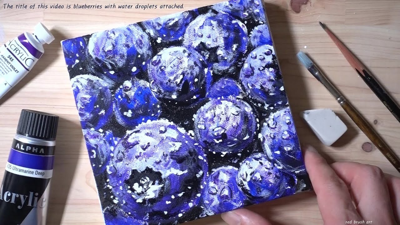 Acrylic painting |Draw blueberries with acrylic painting |Draw water ...