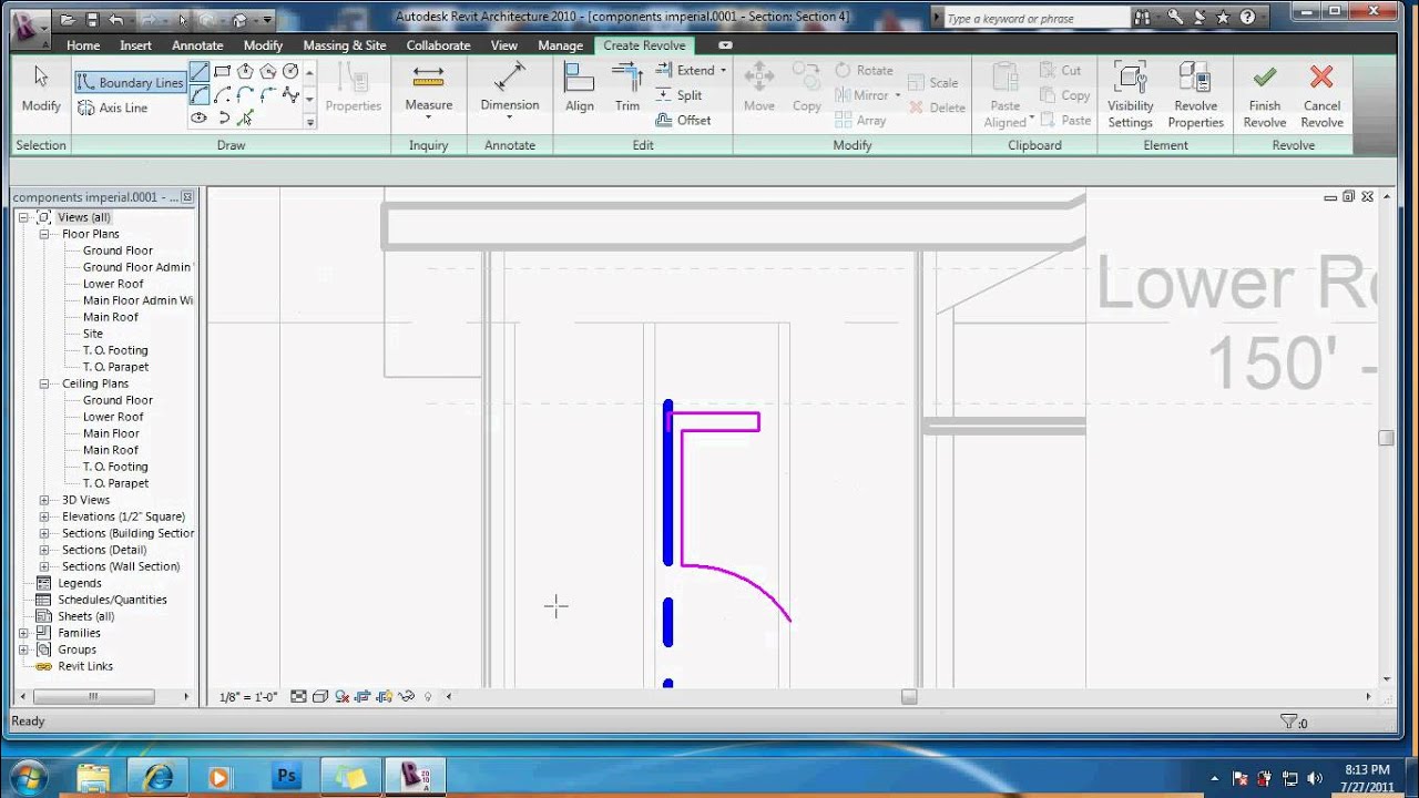 REVIT 2010 SOLID Revolve HOW CREATE A CEILING LAMP - YouTube