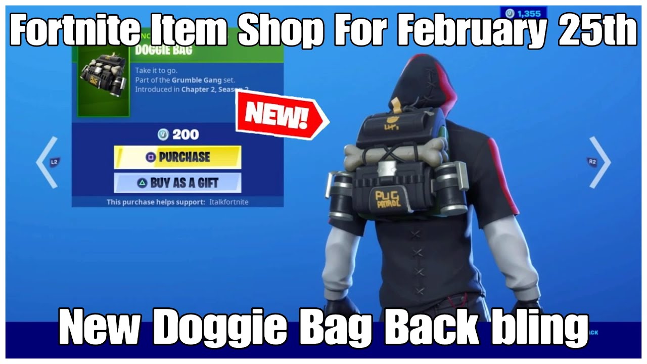 *NEW* Doggie Bag Backbling - Fortnite Item Shop For February 25th - YouTube