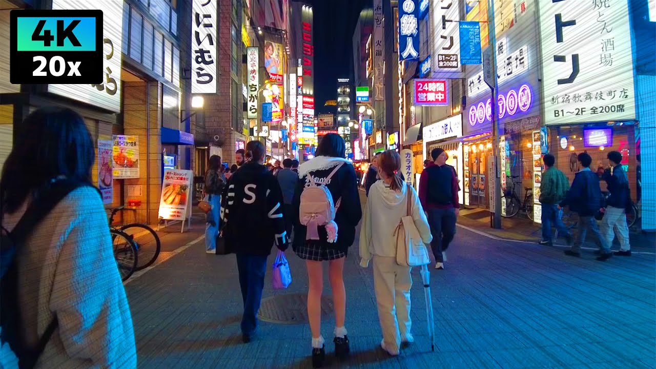 4k 新宿の夜の歓楽街 歌舞伎町を散歩 Kabukicho 2023年4月 東京倍速散歩 Youtube