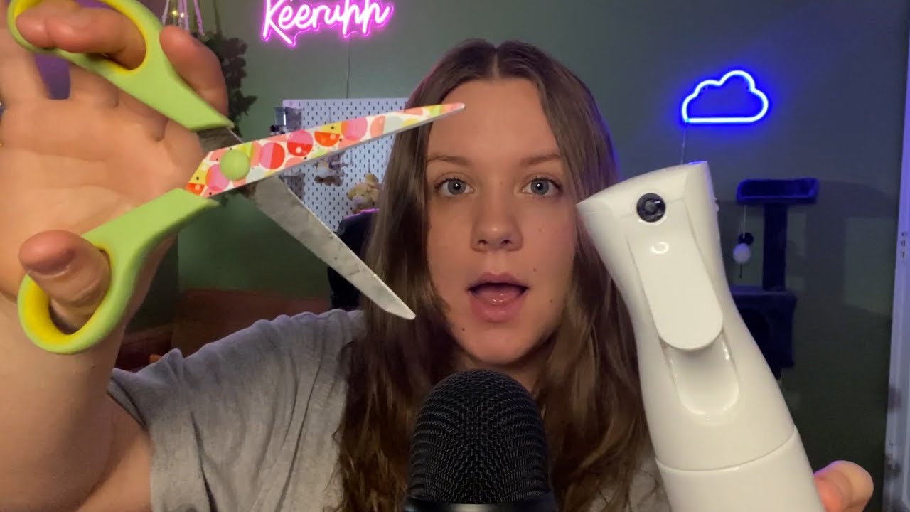 ASMR Fast 2 Minute Haircut (snip snip, brushing, water sounds) - YouTube