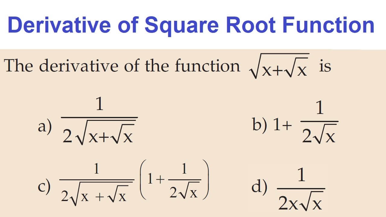 Derivative Of A Square Root Function YouTube