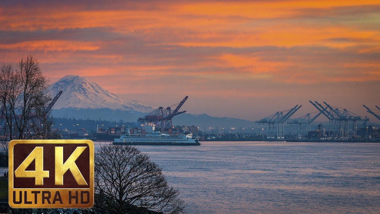 4K Urban Relax Video from Seattle - View from Olympic Sculpture Park ...