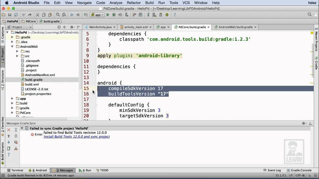 Learning LibPD for Android: 04. Importing libPD into Android Studio - YouTube