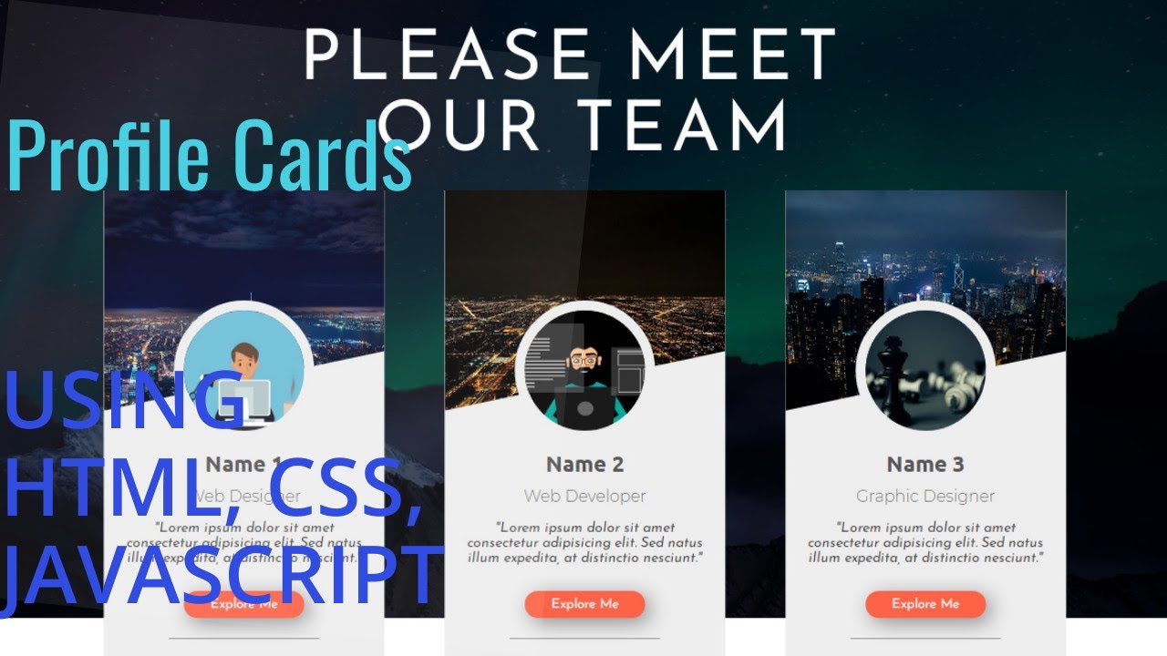 Profile Cards for Portfolio - Advance CSS | Using HTML, CSS & JAVA ...