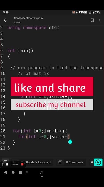 finding the transpose of matrix | c++ program | Coding | #shorts - YouTube