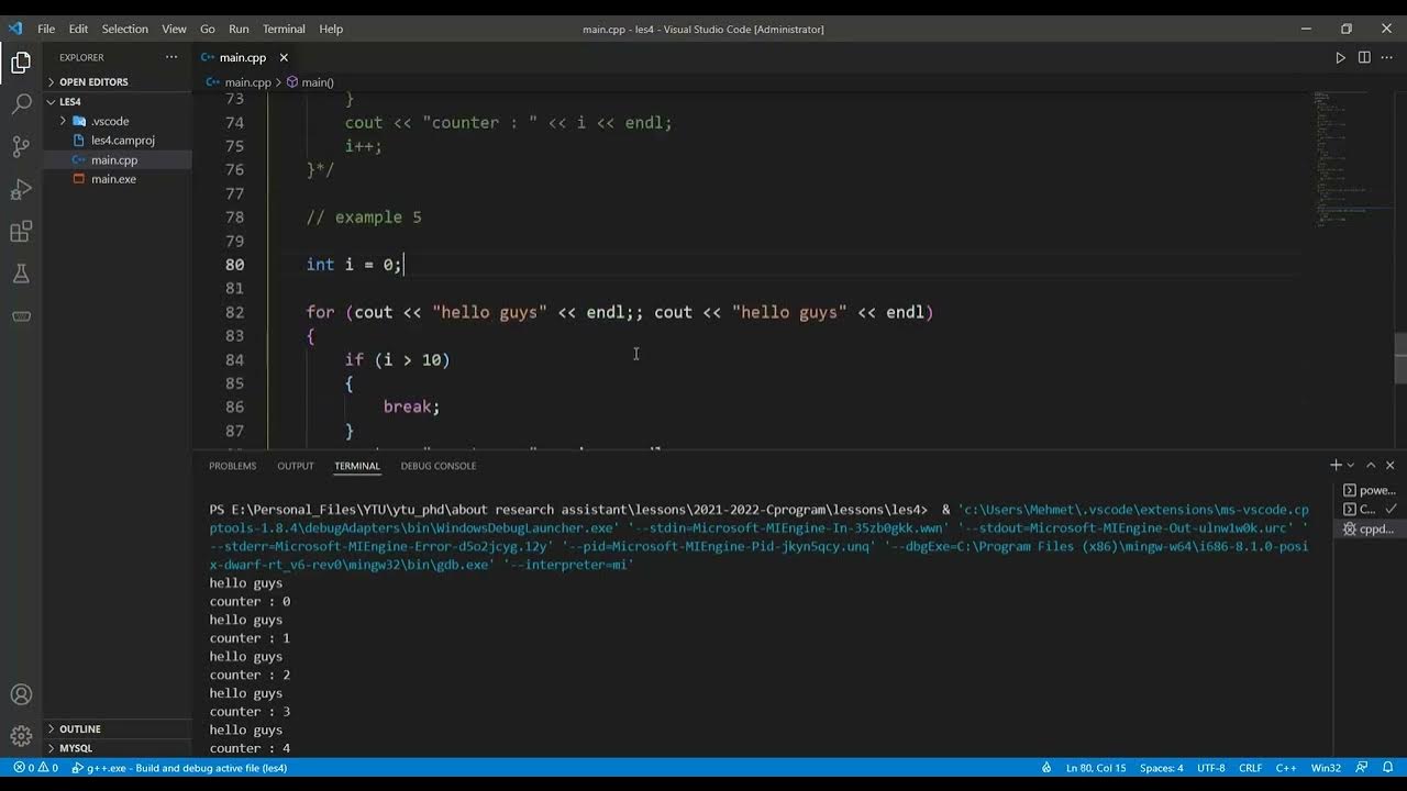 C Programming 2021/2022 - Spring - Les4 - Advanced For Loop Examples in CPP - YouTube