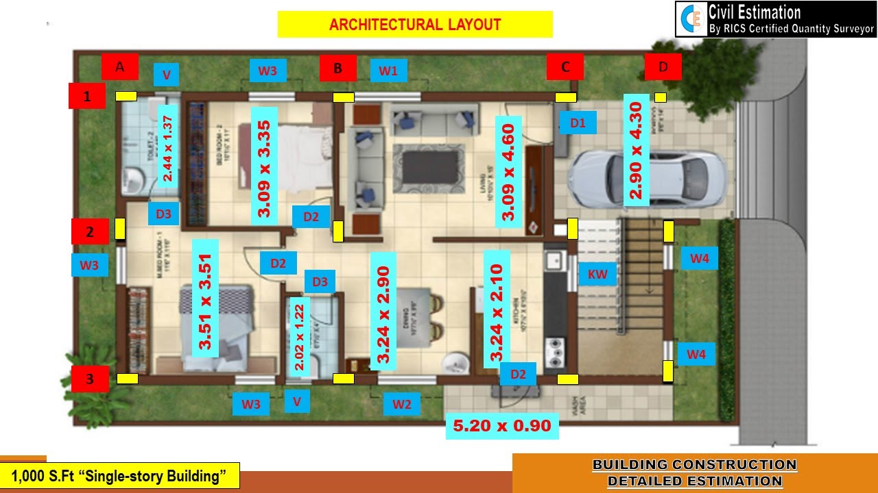 Complete Building Detailed Estimation in Excel | Full Building ...