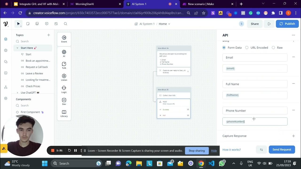 Integrating AI Systems from Voiceflow to Go High level (GHL) - Using Make.com - YouTube