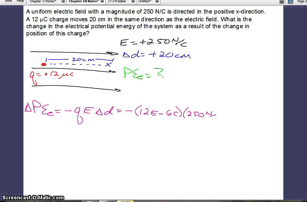 Electrical Potential Energy Problem 1 - YouTube