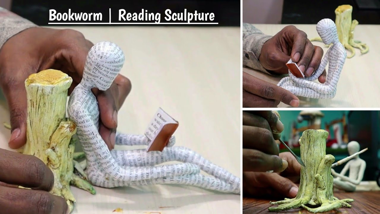 Bookworm | Paper Mache Reading Sculpture | A Unique DIY Home decor Art ...