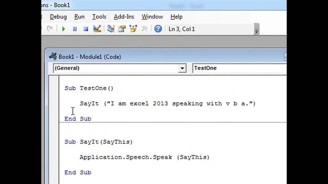 Excel 2013 VBA: Text to Speech Using VBA - YouTube
