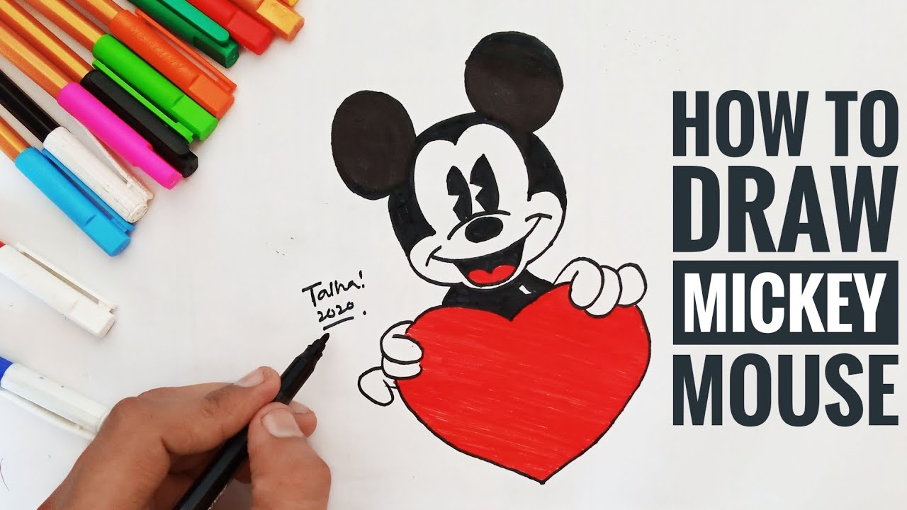How to draw Mickey Mouse | step by step - YouTube