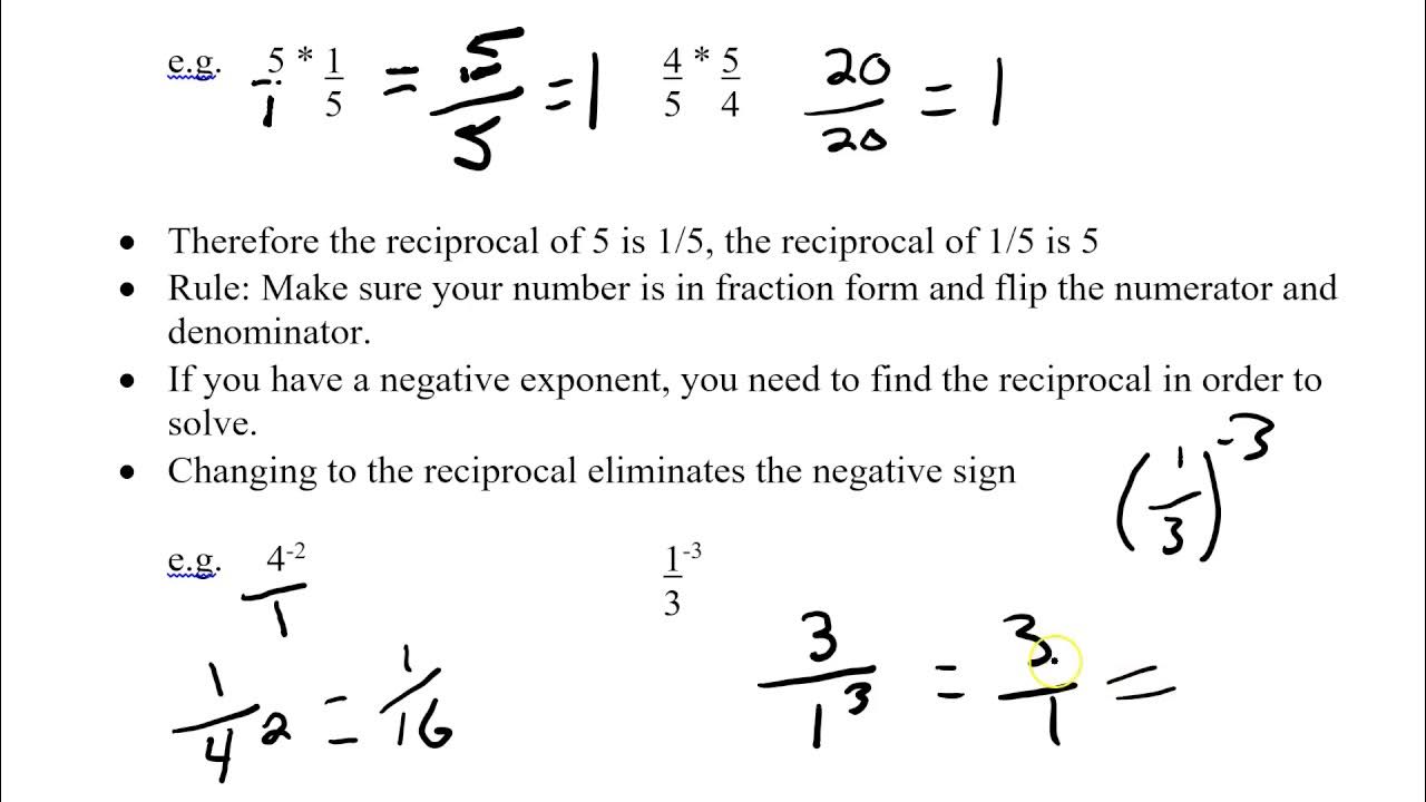 4-5 Negative Exponents and Reciprocals Video - YouTube