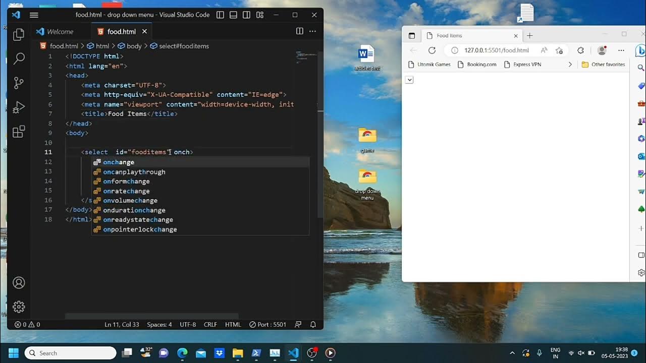 Drop Down Menu using Javascript and HTML - YouTube