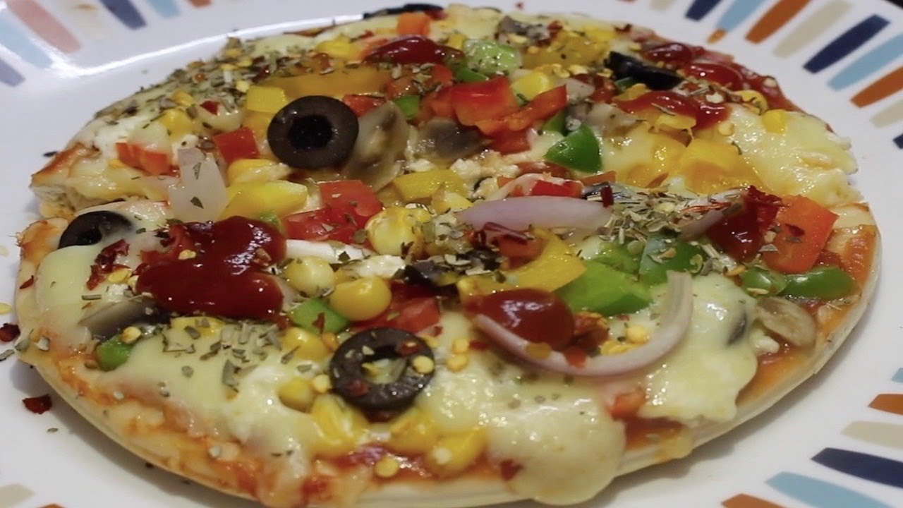 Farmhouse Style Cheese burst Veg Pizza Recipe | No Oven | Home made ...