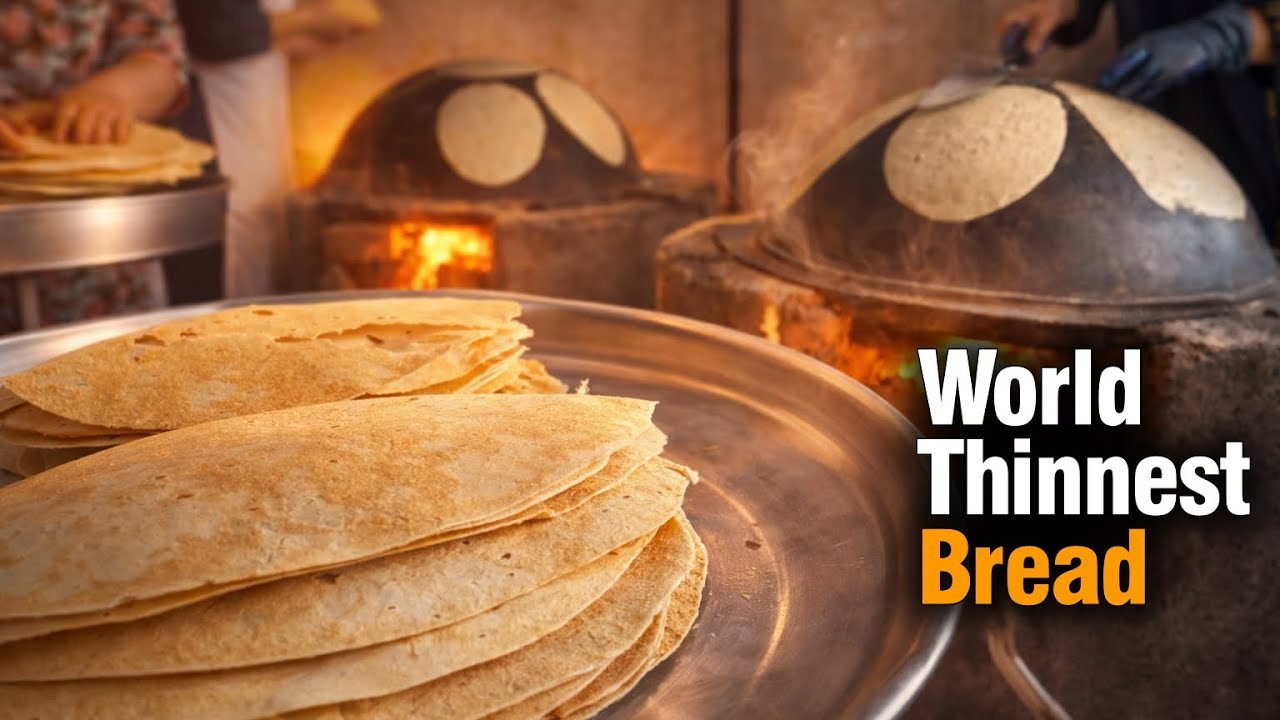 Baking The Thinnest Bread In The World In Iran | Traditional Rice Bread ...