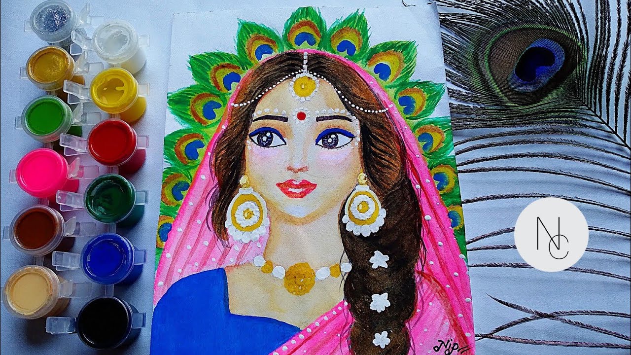 Painting Radharani with 20Rs Watercolour | Step by step | How to draw ...