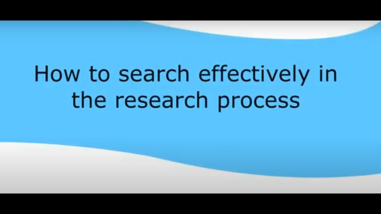 How to search effectively in the research process week 1 - YouTube
