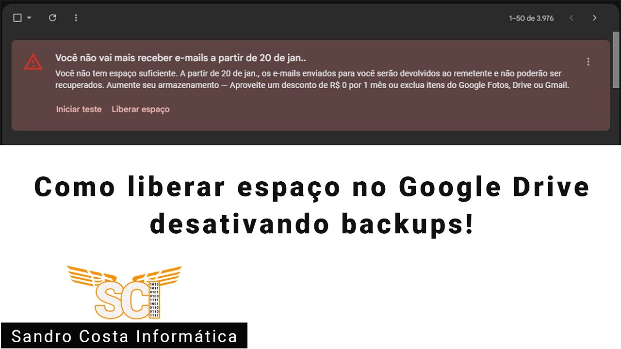 Como liberar espaço no Google Drive desativando backups!! - YouTube