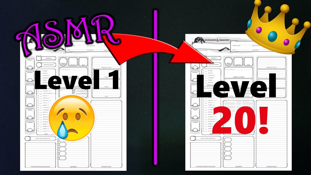 Dungeons & Dragons ASMR | Turning a level 1 character into LEVEL 20 ...