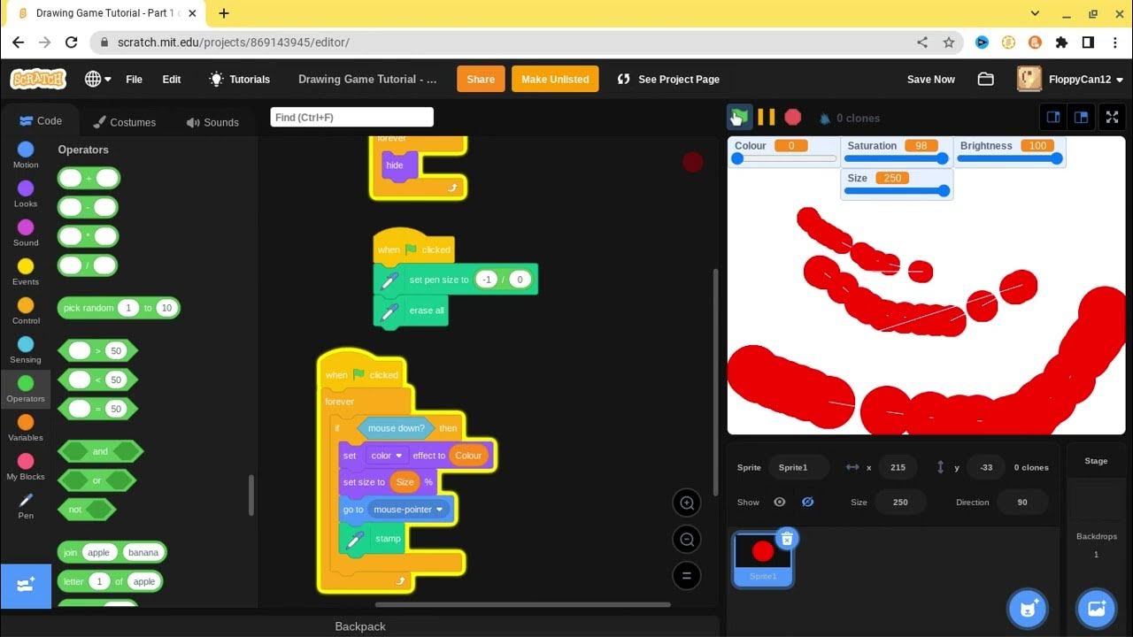 How To Make A Drawing Game In SCRATCH! - Part 3 - Resizing, Hiding & Showing Variables! - YouTube