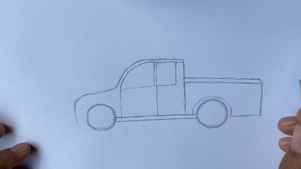 How to draw a pickup car step by step - YouTube