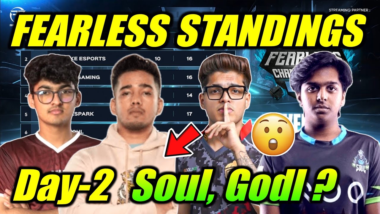 Fearless Esports Day-2 Standings 😮 Soul, Godl, Tx ? 🔥 - YouTube