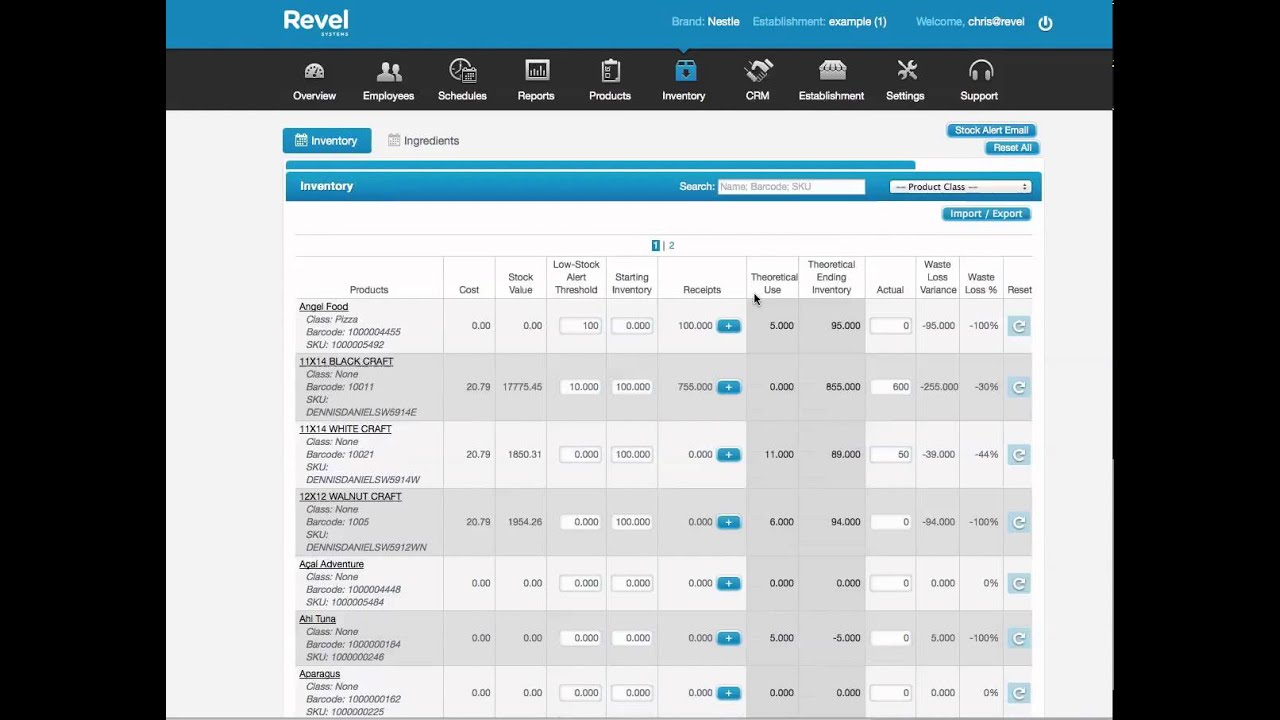 Inventory Control tab overview backoffice Revel - YouTube