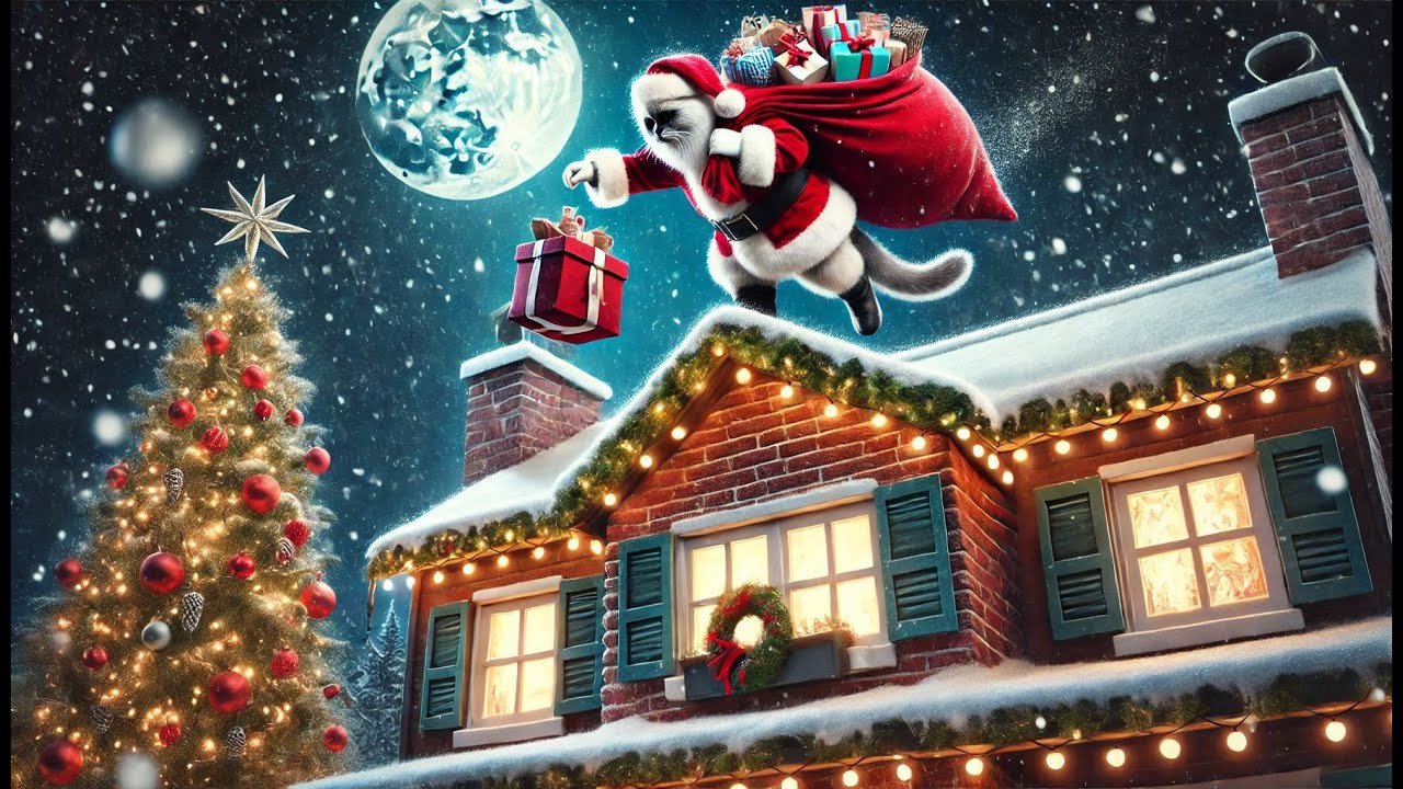 Christmas Santa Cat Wishing you Merry Christmas (Furry feline friends ...