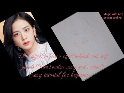 How to draw Kim Jisoo of Blackpink with soft pastels part 1 outline ...