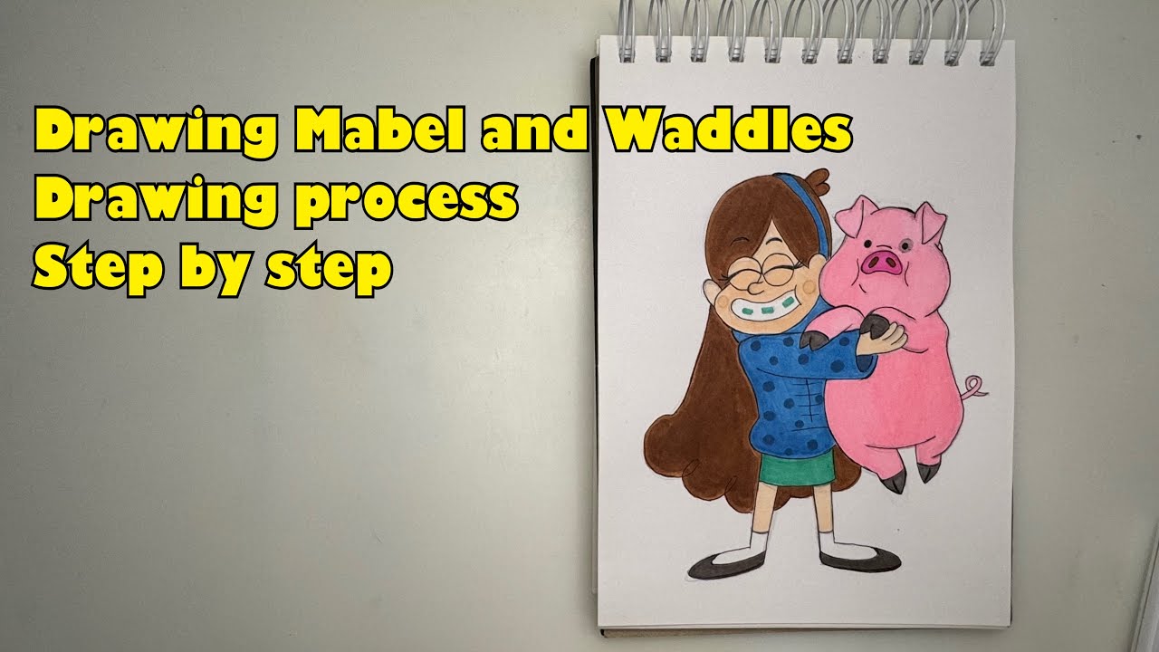 How to draw Mabel and Waddles from Gravity falls step by step. Free art ...