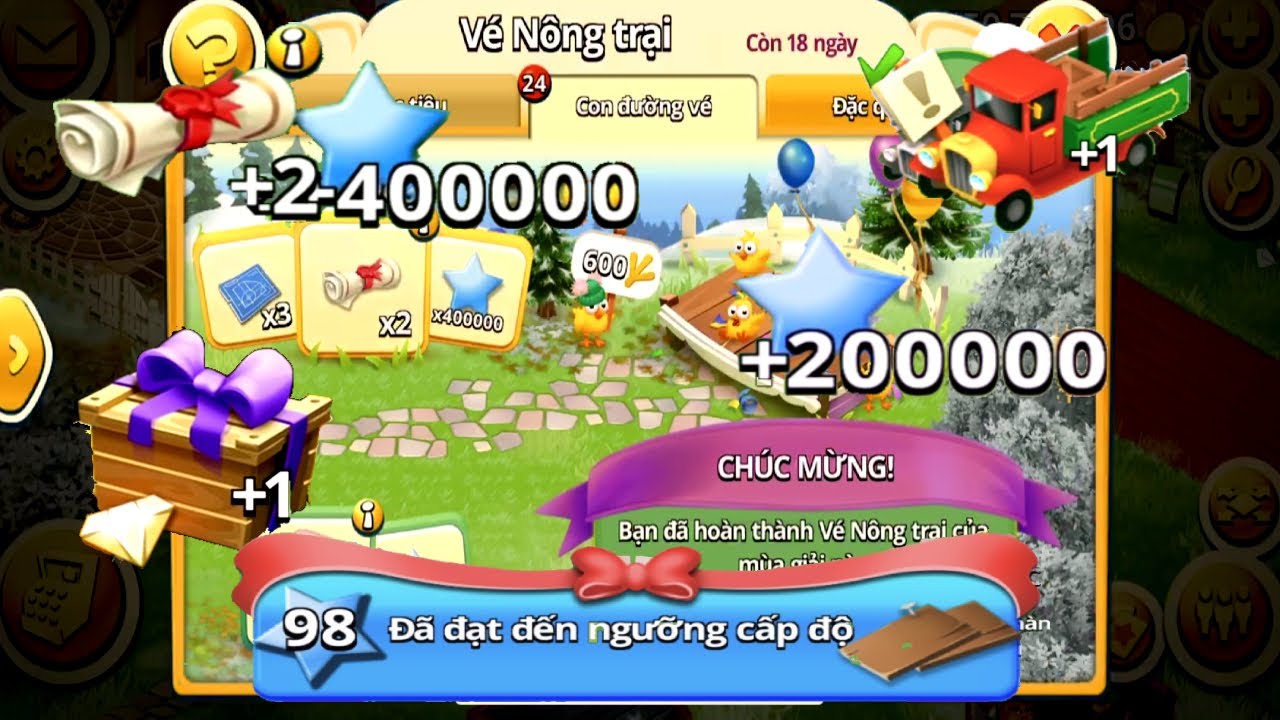 Hay Day | Hoàn Thành Vé Nông Trại nhận Kinh Nghiệm khủng lên gần 2 cấp ...
