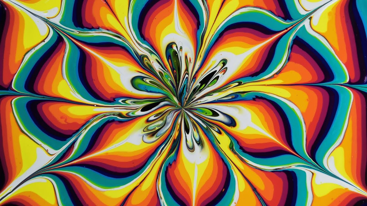 (375) Simple MANDALA acrylic pour painting ~ CUP BOTTOM technique ...