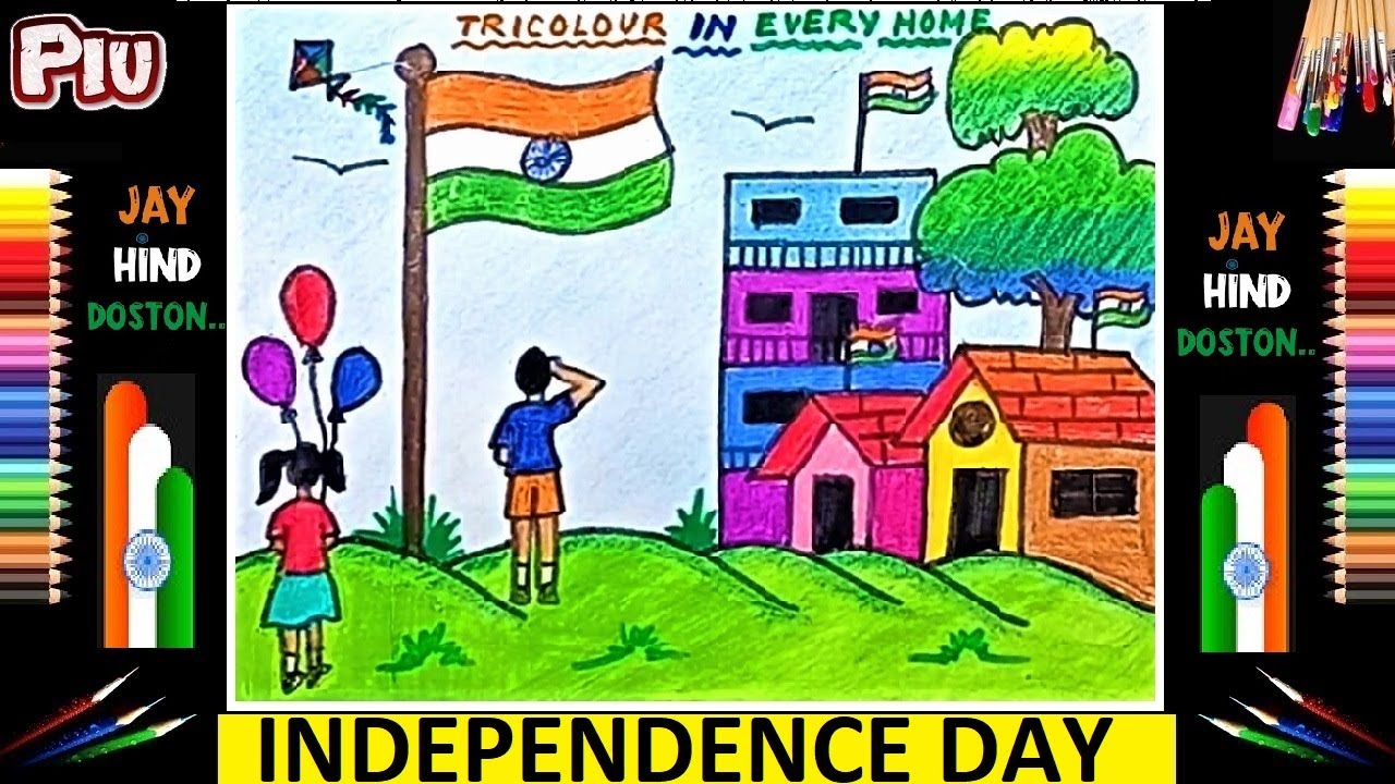 Independence Day Drawing - Celebrating Freedom with Art | Tricolour at ...
